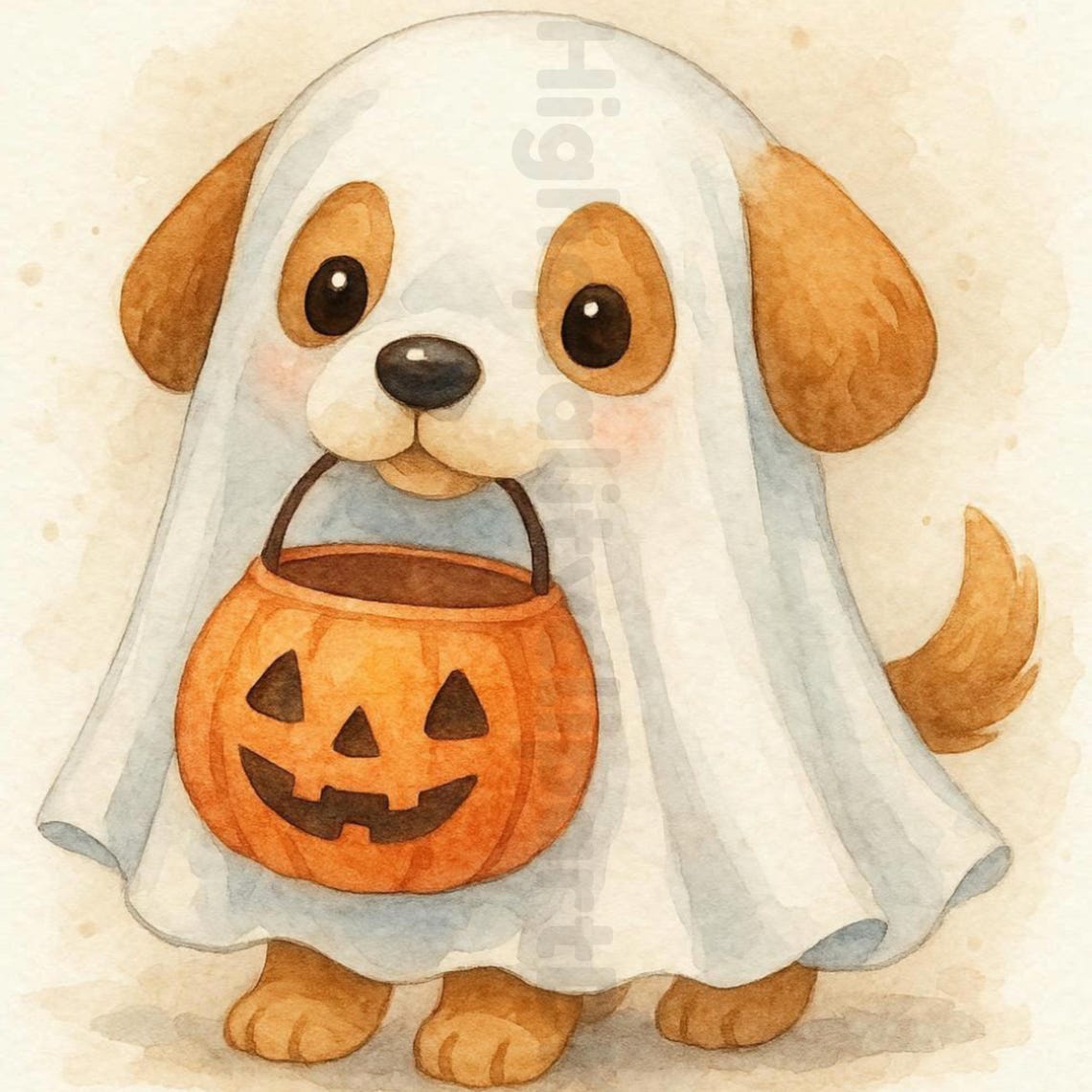 Halloween Animal Clipart Bundle | 5 Cute Watercolor Pngs | Pastel ...