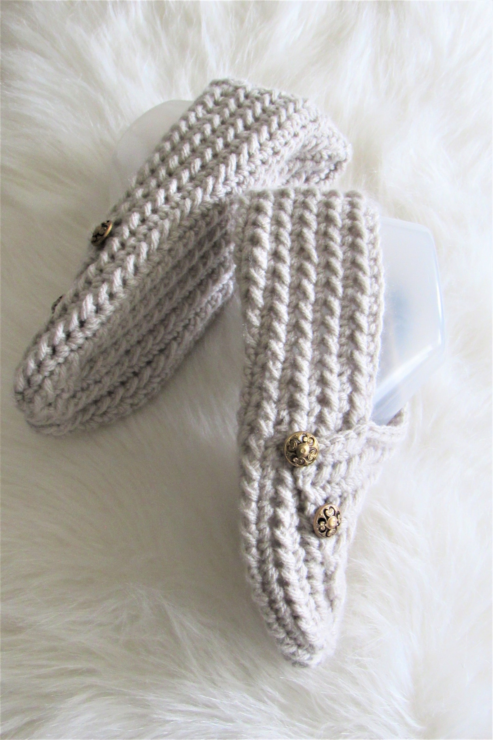 Crochet Slippers From a Rectangle, Crochet Slipper Pattern, in US Sizes ...