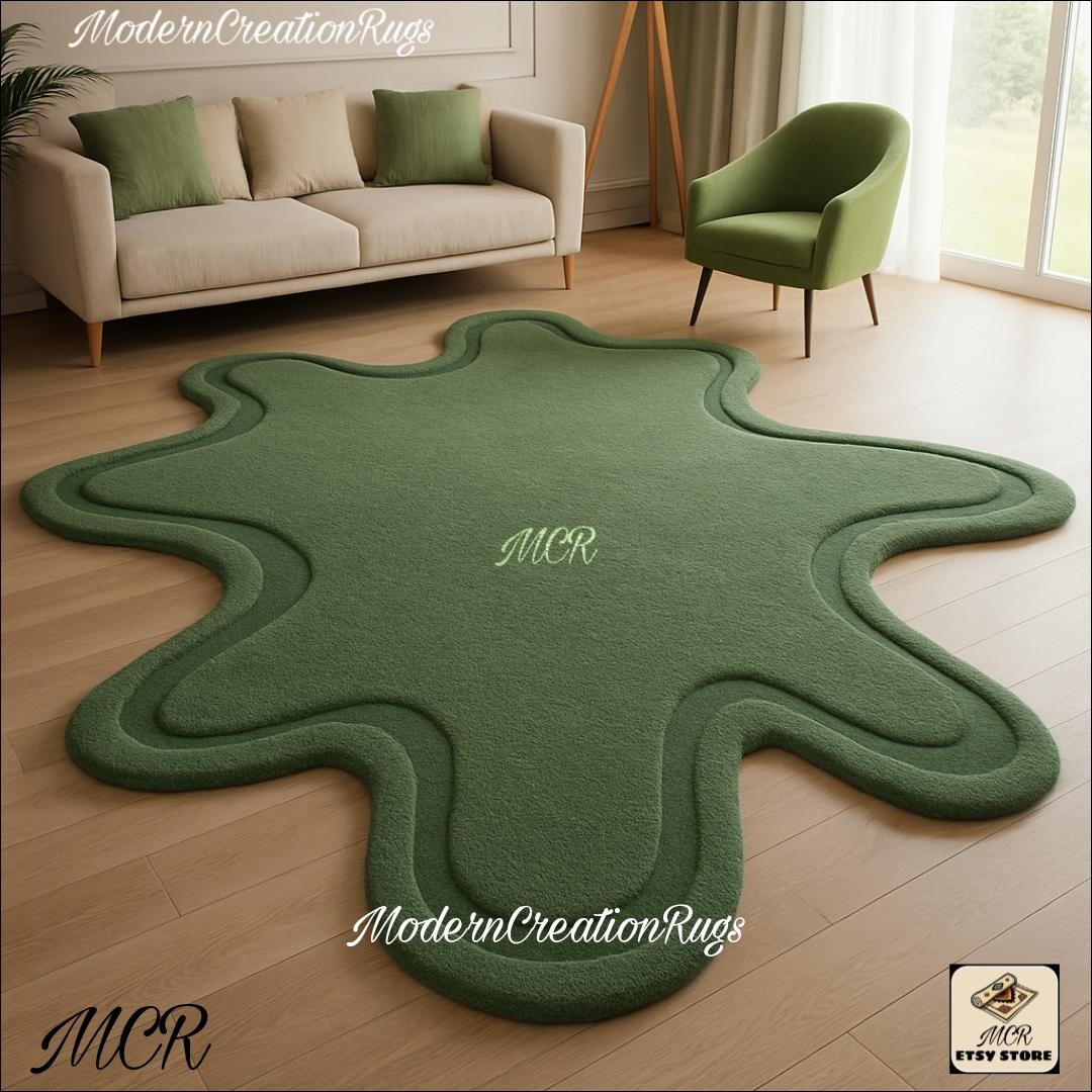 Unique Amoeba Shape Modern Area Rug, Hand Tufted Soft Wool Carpet ...