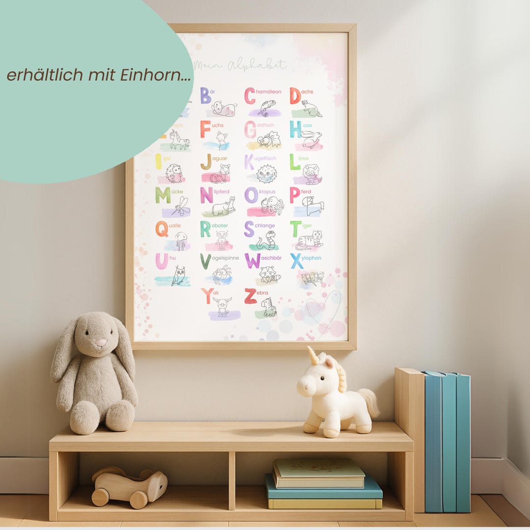 ABC Poster Outline – German | Unicorn and Neutral | A2-A6 + US Letter ...