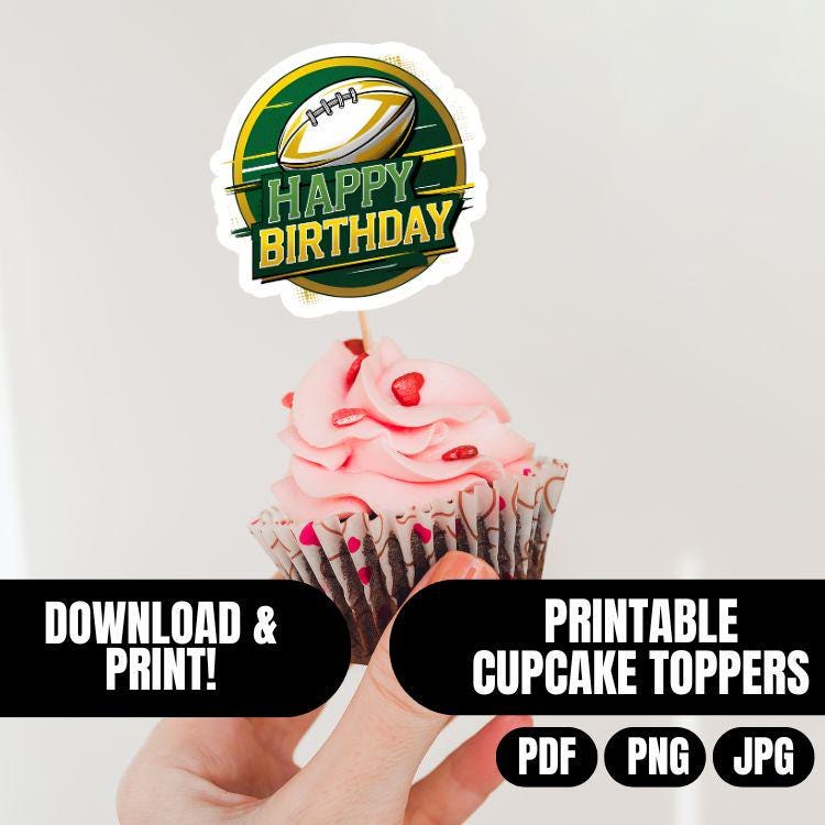 Springbok Rugby Cupcake Toppers Printable, Green & Gold Birthday Party ...
