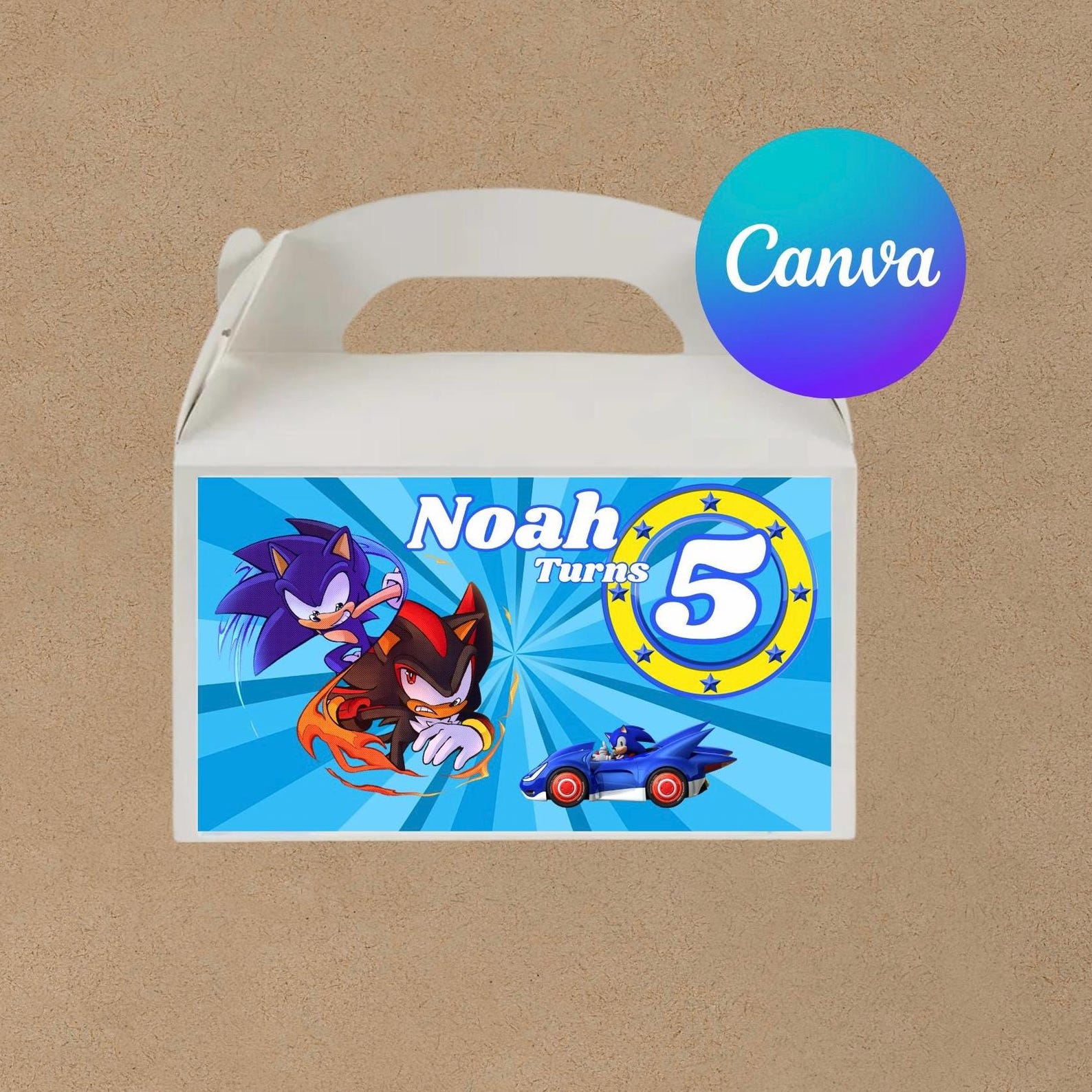 Sonic Gable Box Label Template: Editable Favor Box (digital Download ...