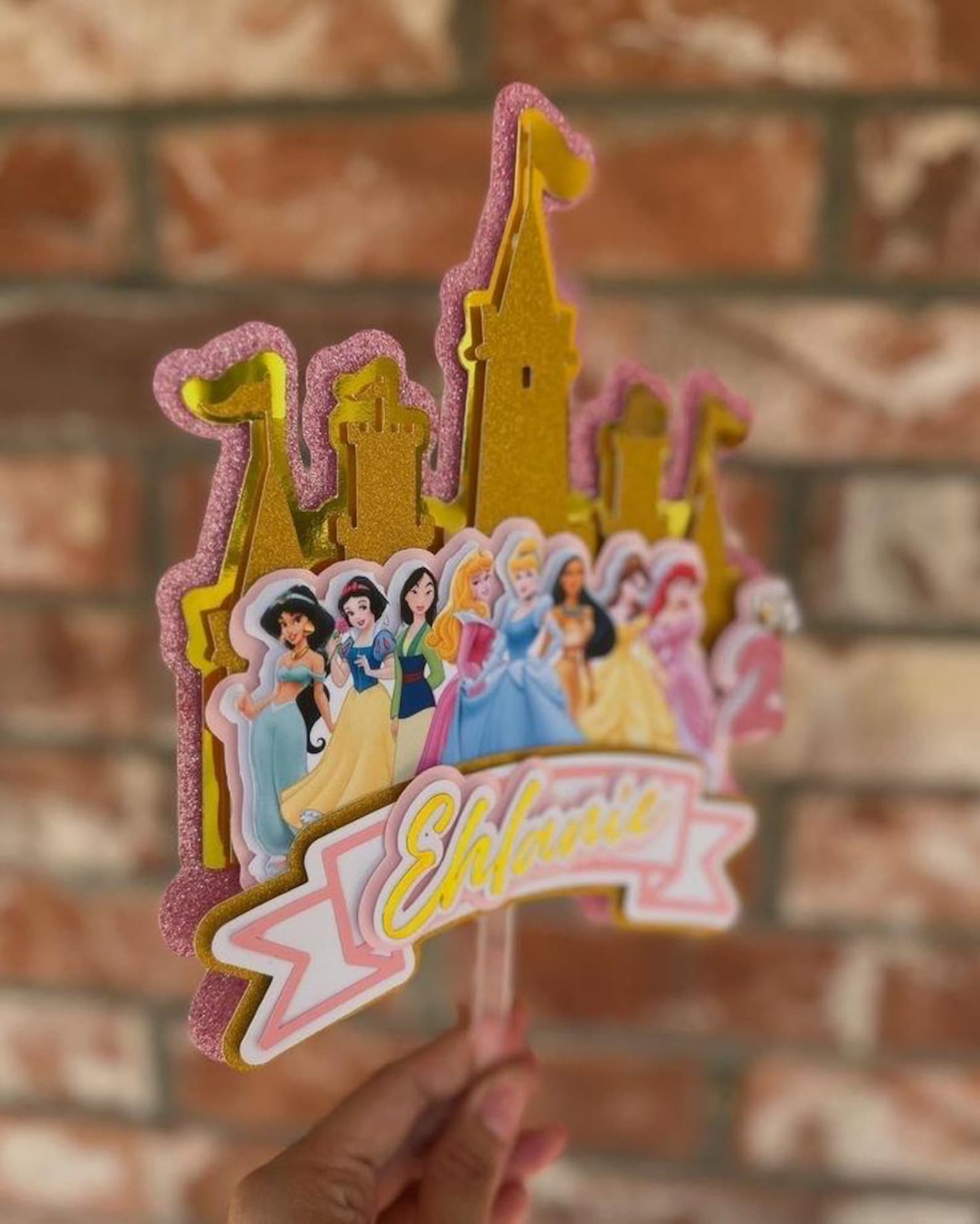 Personalized Princess Cake Topper: Glitter Cardstock Party Decor - Etsy