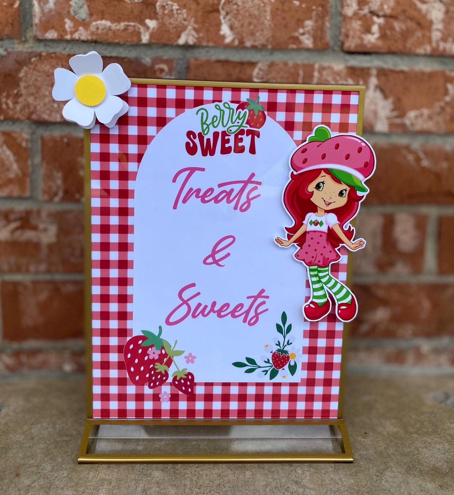 Strawberry Theme Table Sign: Acrylic Framed Decoration - Etsy