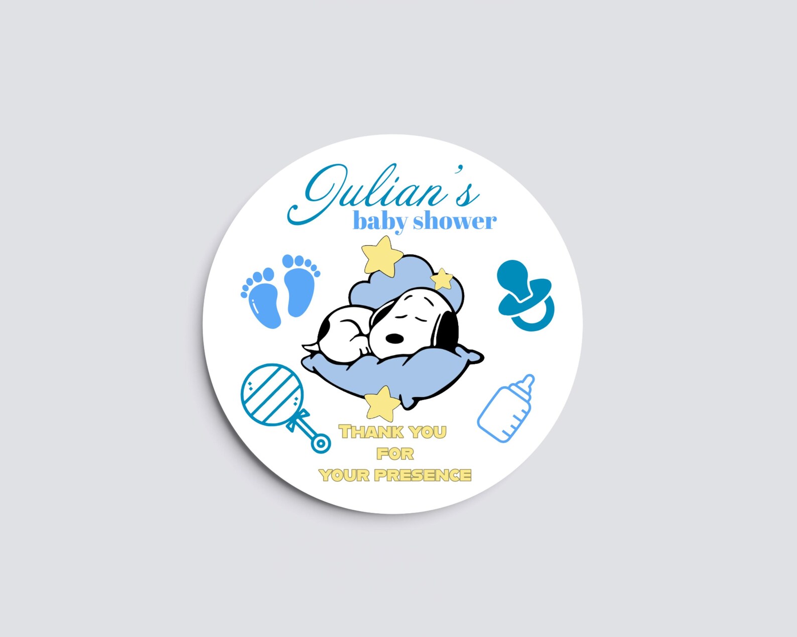 Puppy Stickers , Baby Shower Boy Waterproof 2" Round Stickers - Etsy