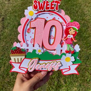 Personalized Strawberry Theme Cake Topper: Pink & Red Glitter - Etsy