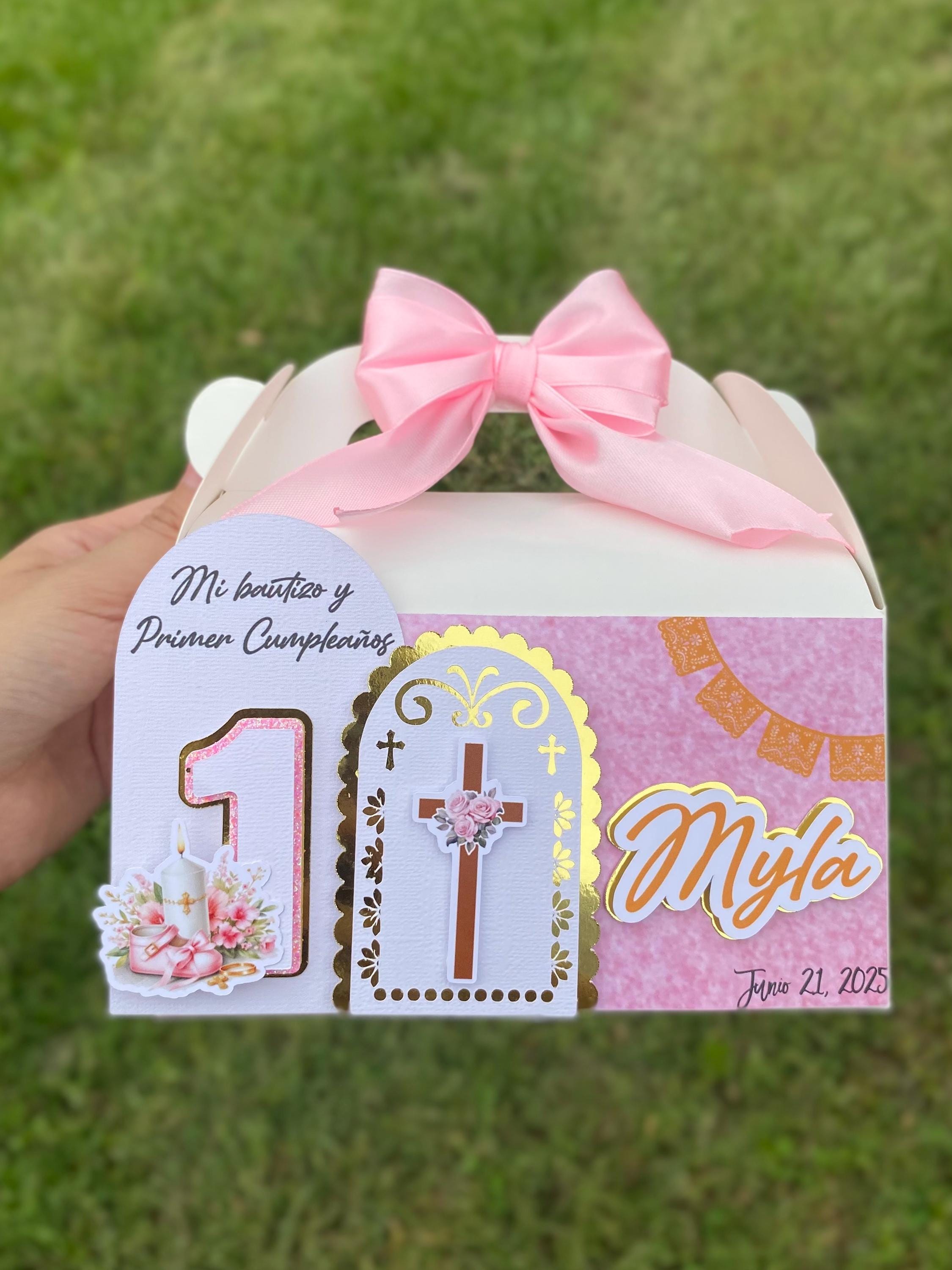 12 Pack Baptism Favor Boxes, Gable Box, Primera Comunion Cajitas ...
