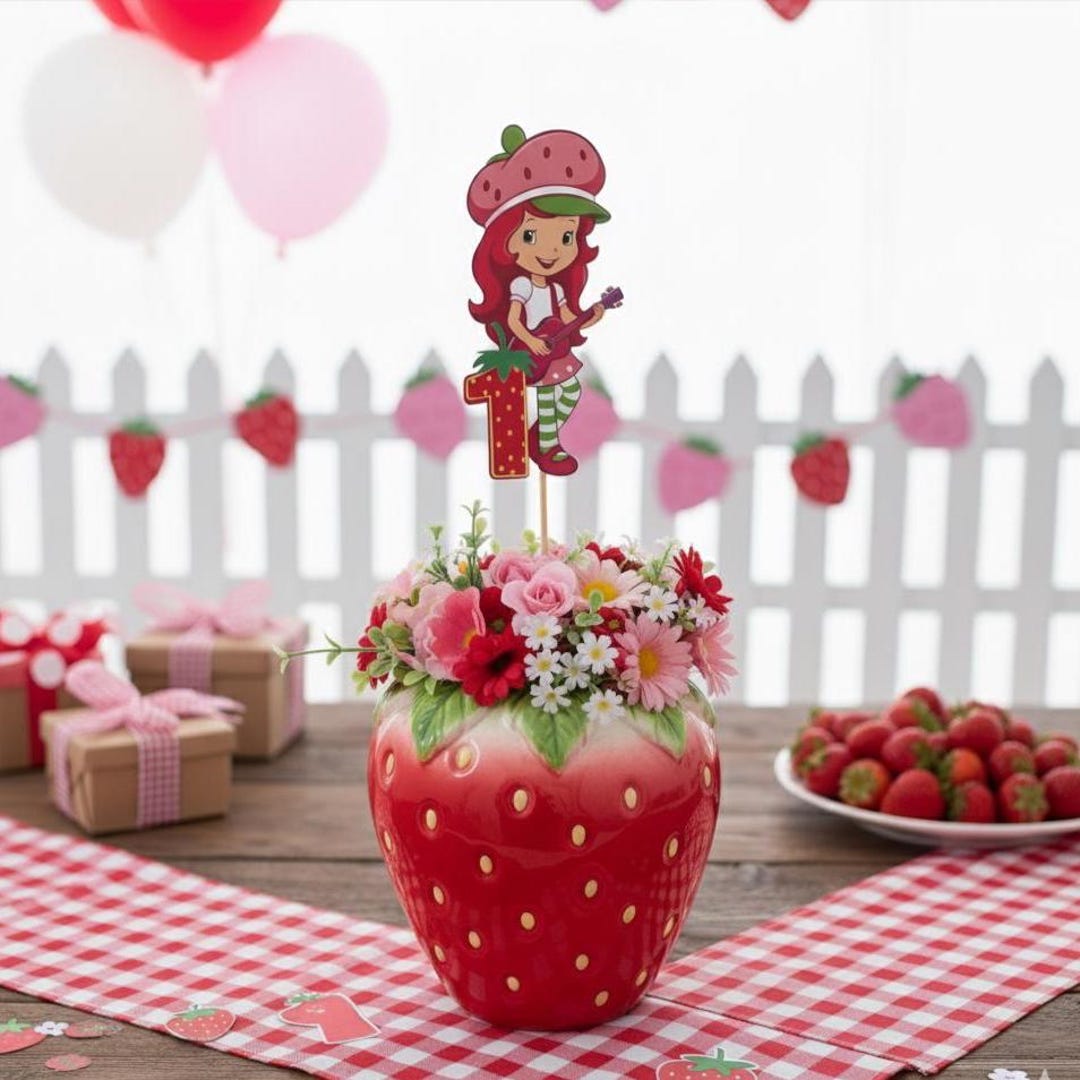 Strawberry Shortcake Centerpiece Topper: Handmade Cardstock Decoration ...