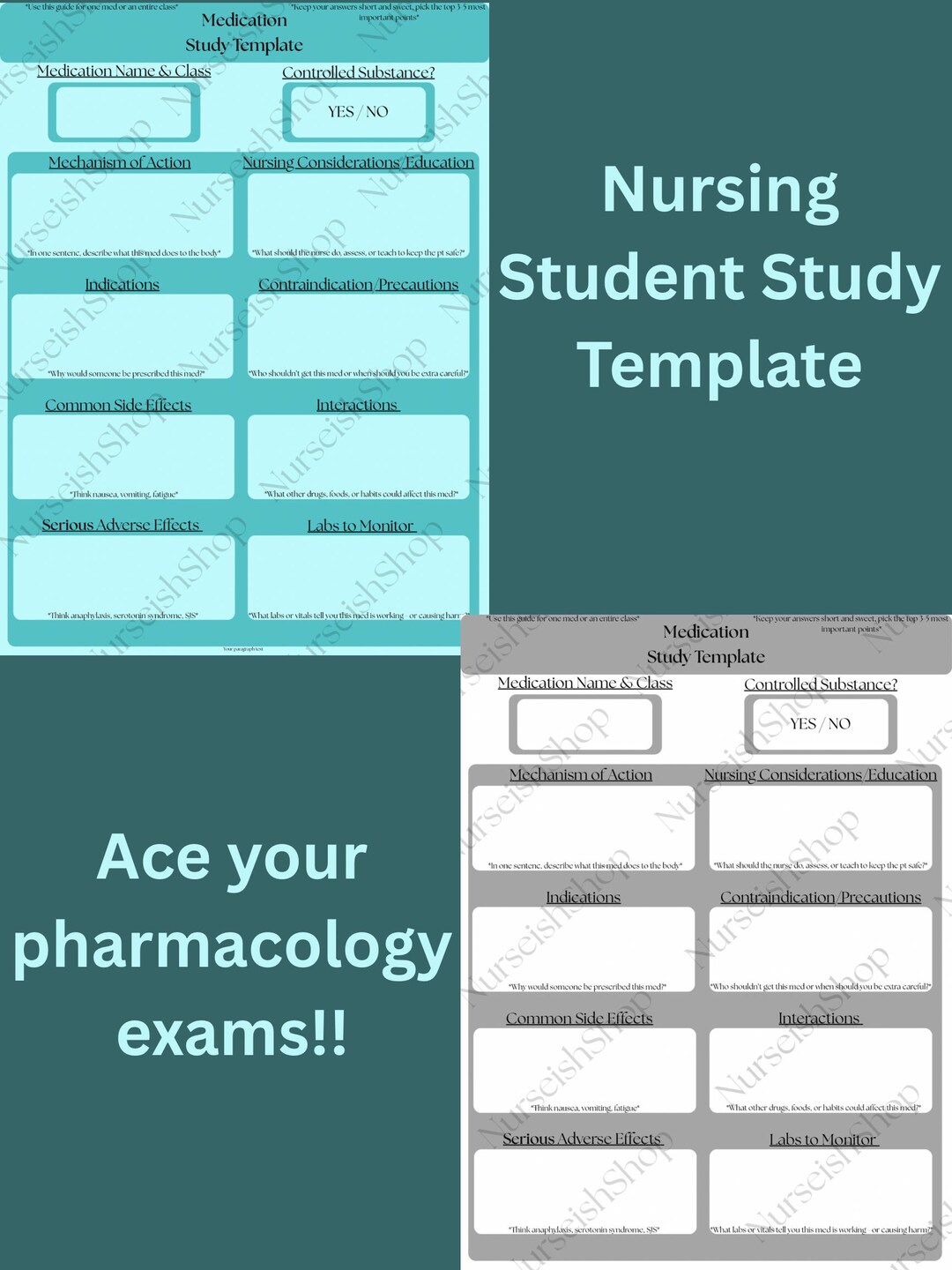 Nursing Medication Study Template | Pharmacology Med Sheet | Printable ...