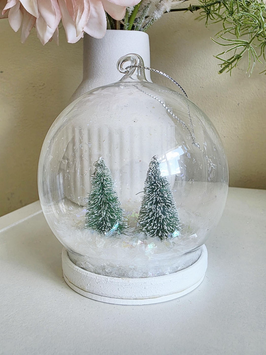 Glass Bauble Filled With Christmas Trees and Snow - Etsy