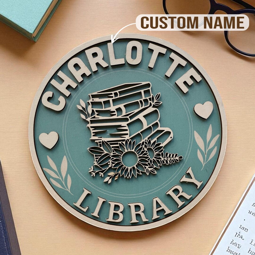 Personalized Library Sign - Reader Book Lover Gifts, Custom Library ...