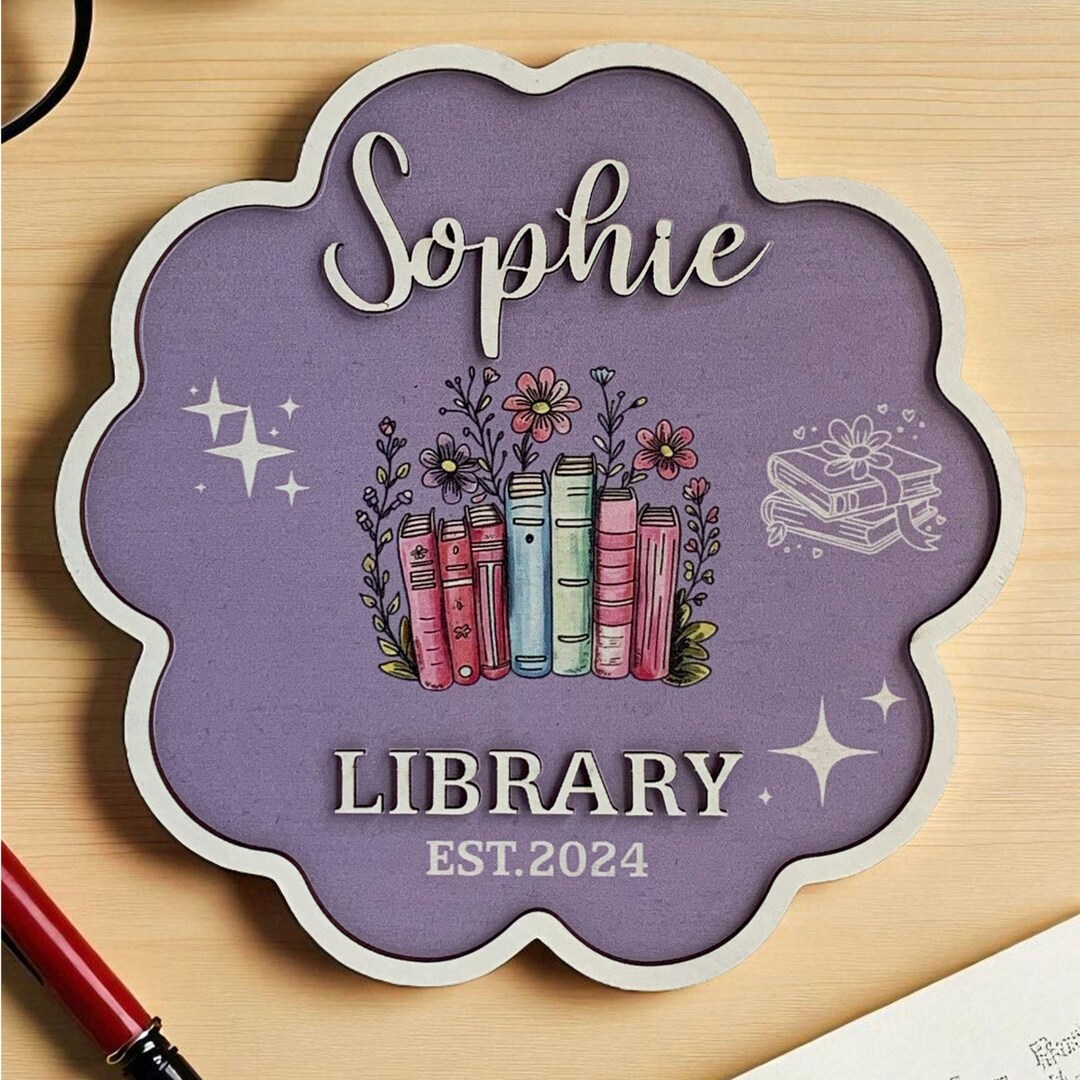 Personalized Library Sign, 3D Printed Bookish Bookshelf Sign, Bookish ...
