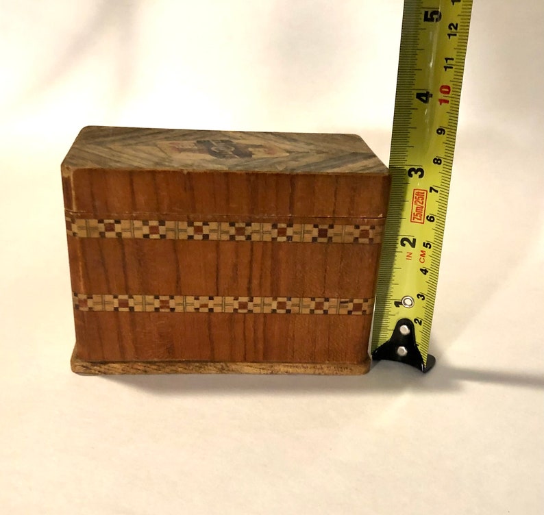Vintage Playing Card Box With 2 Decks Faux Wooden Mosaic Inlay - Etsy