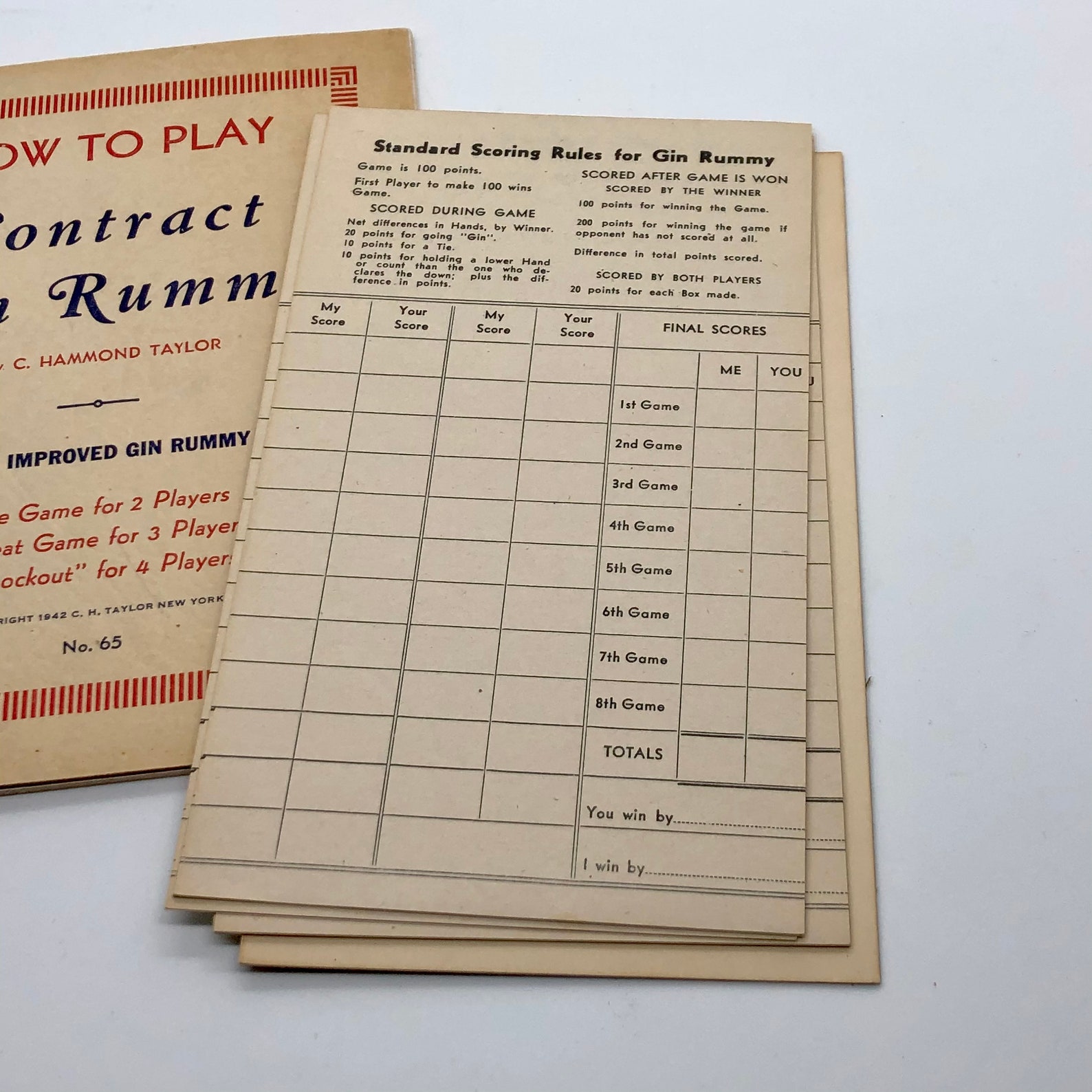 Vintage Book How to Play Contract Gin Rummy by C. Hammond Taylor With ...