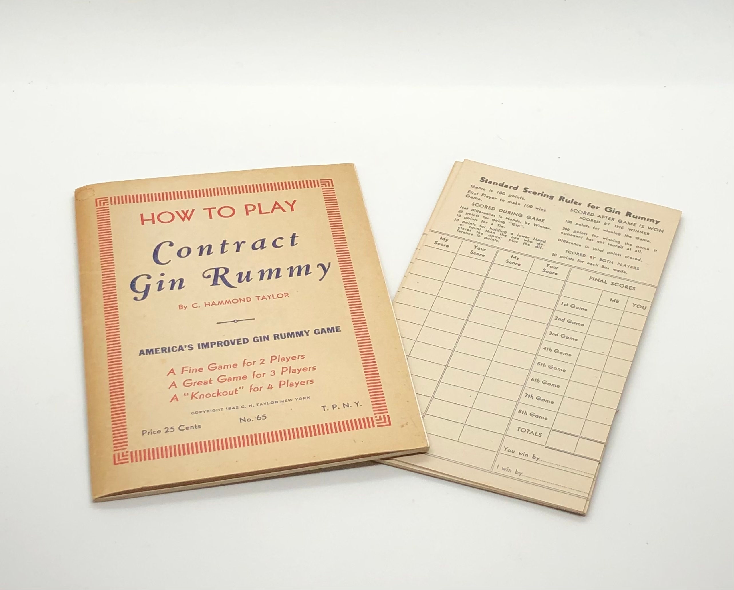 Vintage Book How to Play Contract Gin Rummy by C. Hammond Taylor With ...