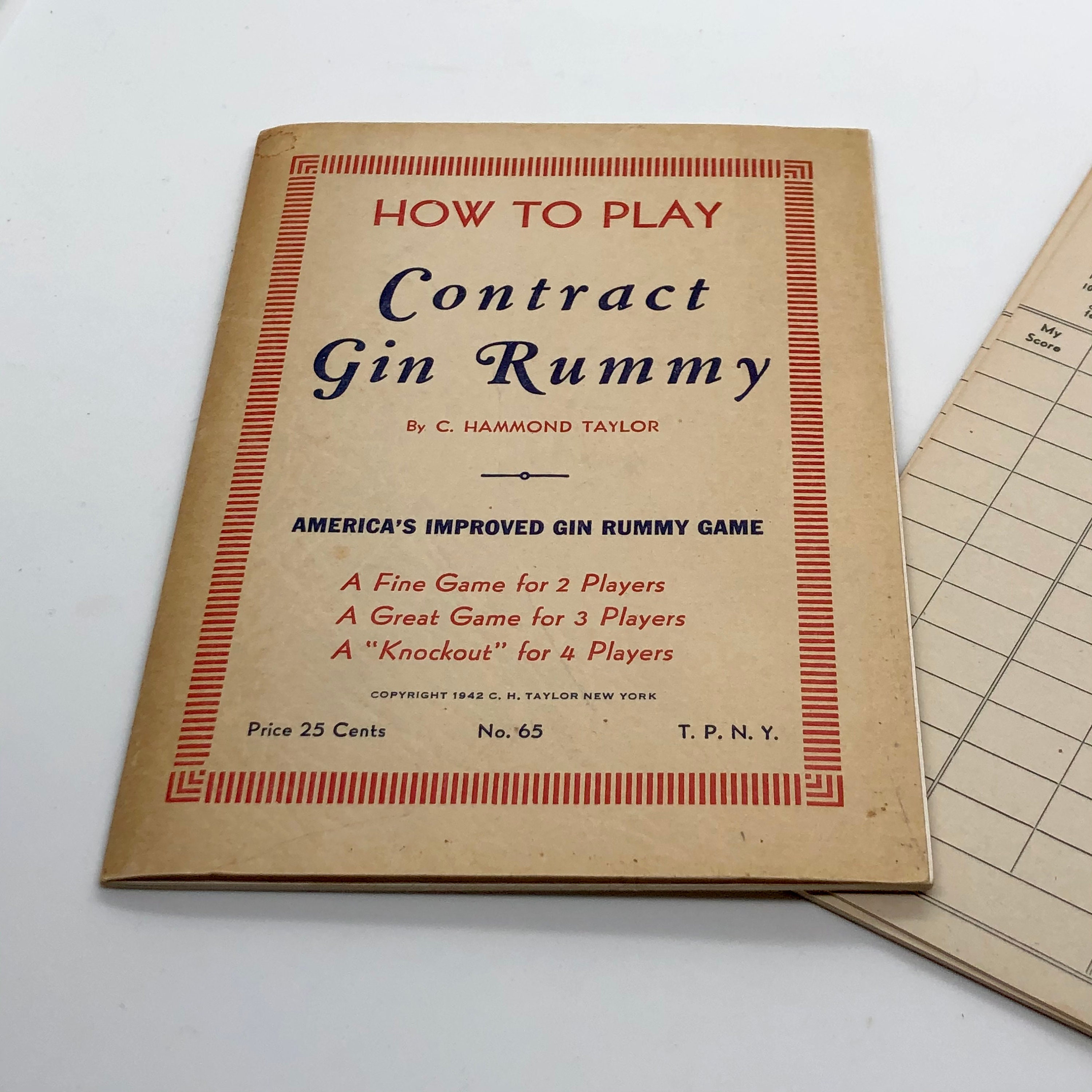 Vintage Book How to Play Contract Gin Rummy by C. Hammond Taylor With ...