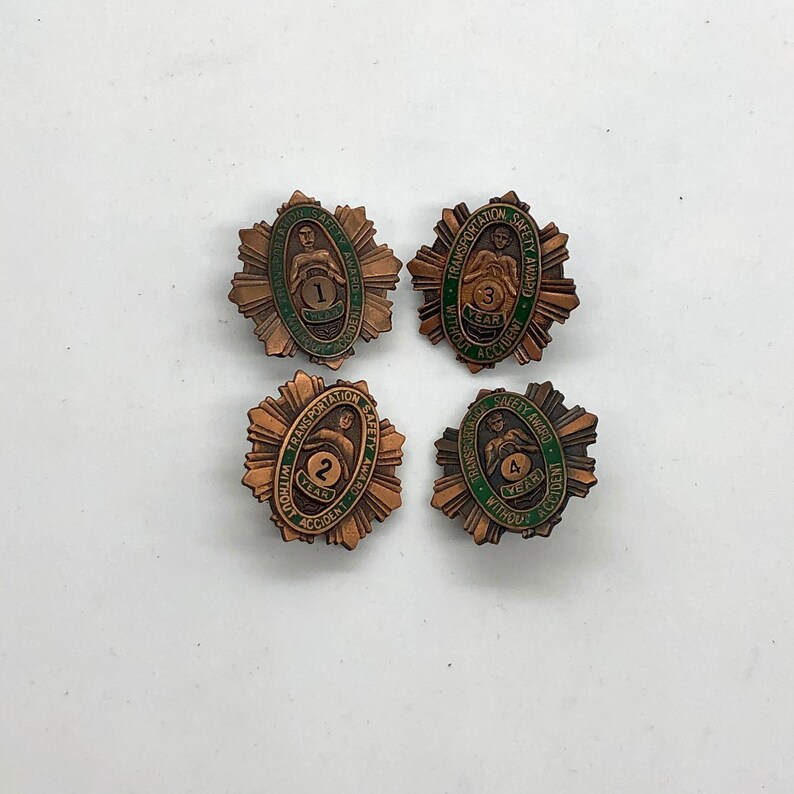 Set of Four Transportation Safety Award Lapel Pins 1 2 3 4 - Etsy