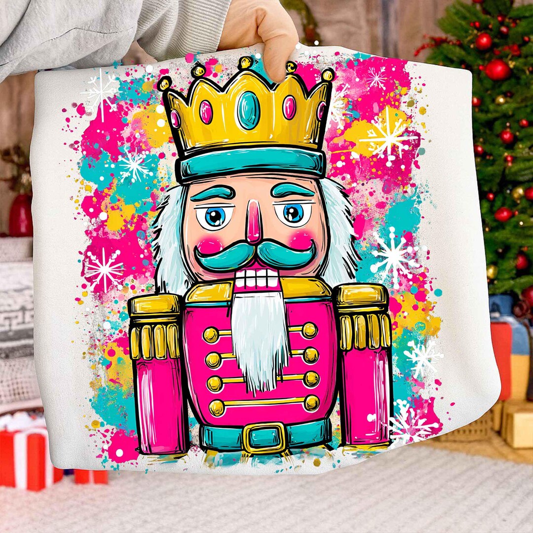 Preppy Watercolor Nutcracker Png, Glitter Nutcracker Design, Merry ...