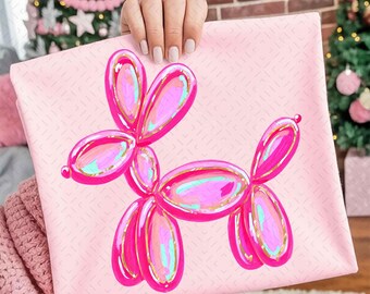 Pink Brushstroke Balloon Dog PNG, Valentine Balloon Animal Clipart ...