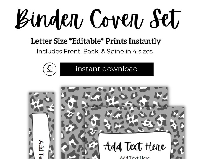 Leopard Binder Cover Set Printable PDF Planner Editable Instant ...