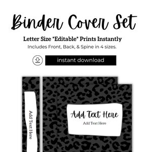 Black Leopard Binder Cover Set Printable PDF Planner Editable Instant ...