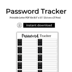 Passwordtracker Printable PDF L Letter Size - Etsy