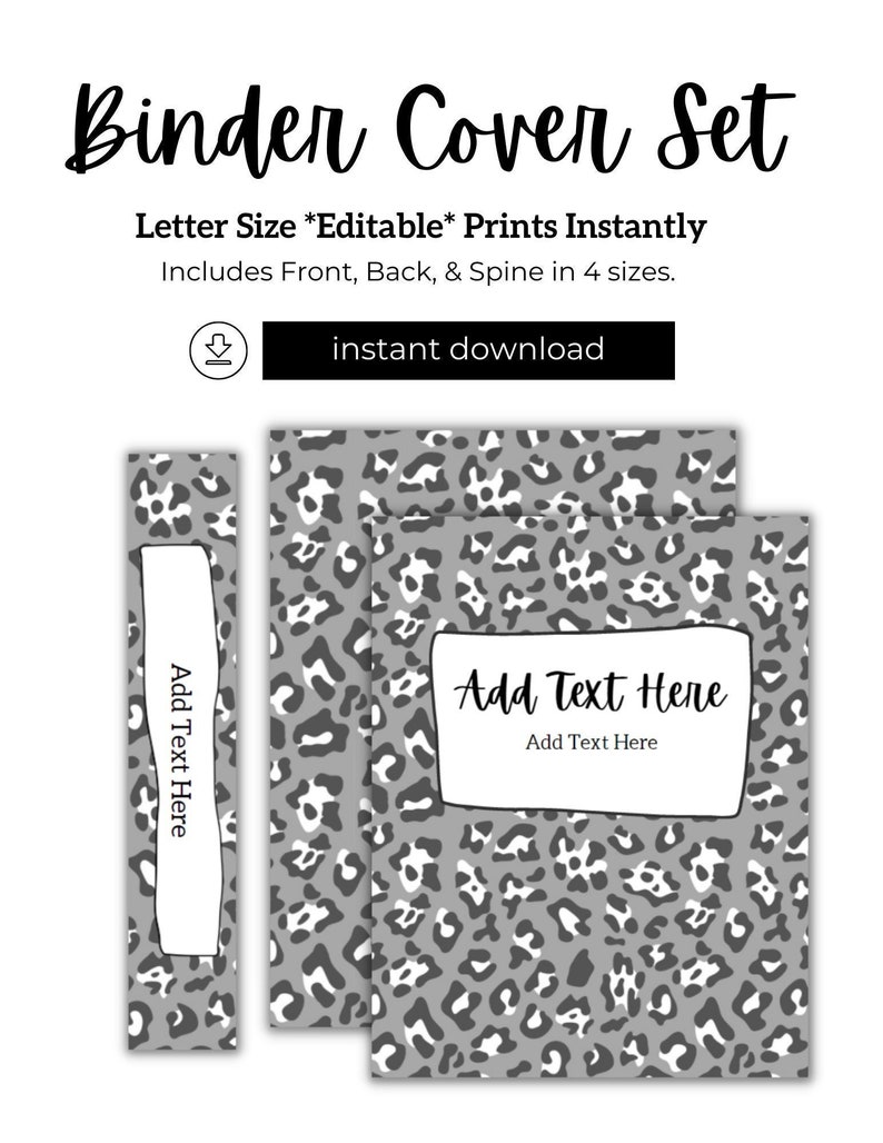 Leopard Binder Cover Set Printable PDF Planner Editable Instant ...