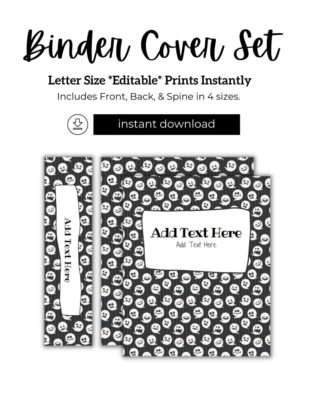 Halloween Mini Ghost Binder Cover Set Printable PDF | Planner ...