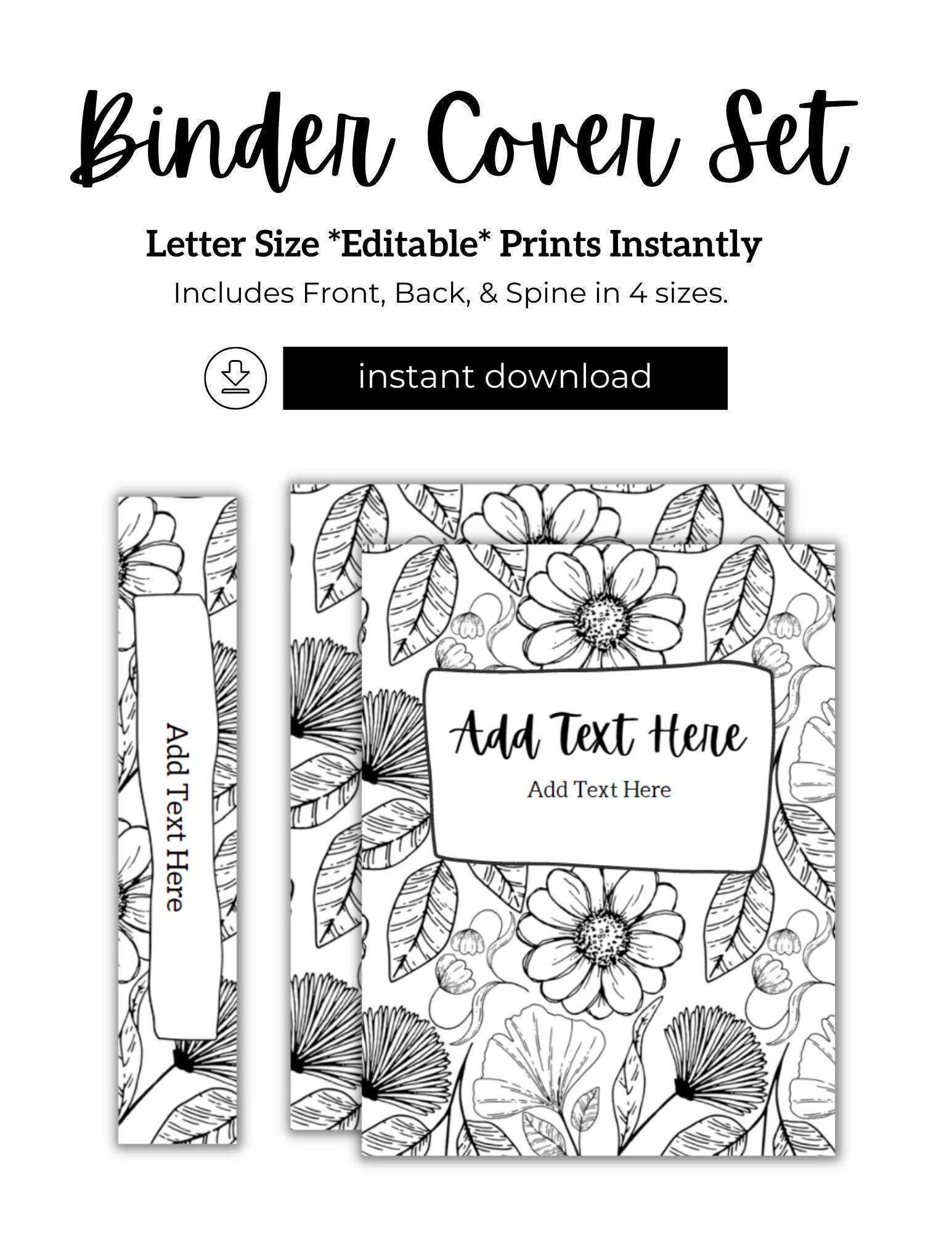 Sunflower Binder Cover Set Printable PDF Planner Editable Instant ...