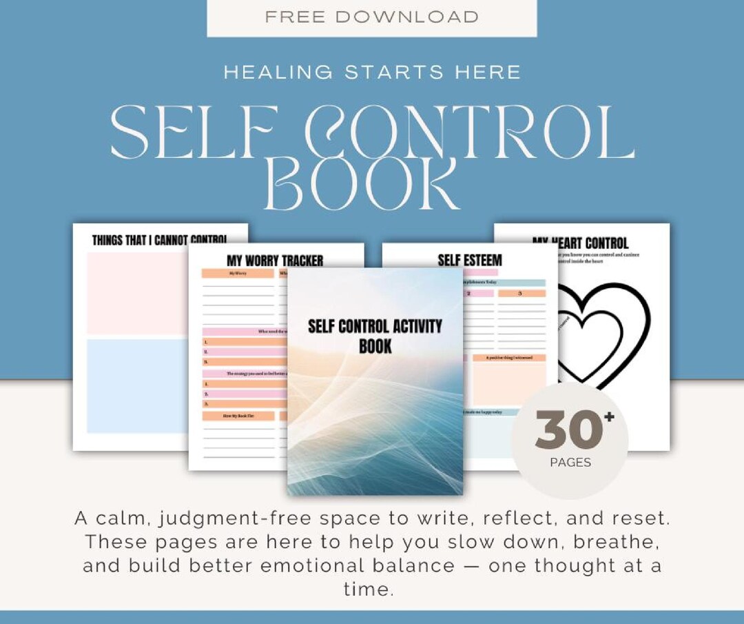Self Control Workbook: Mental Health Journal, Anxiety Relief (PDF ...