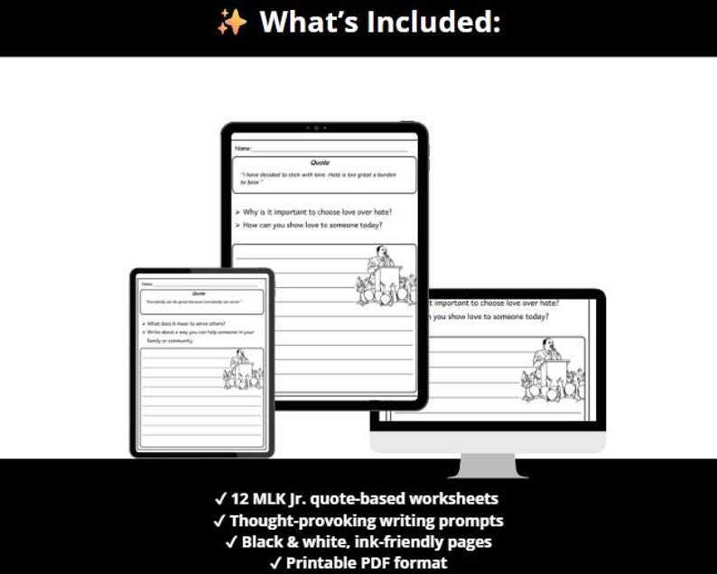 Martin Luther King Jr Day Worksheets | MLK Day Writing Prompts for Kids ...