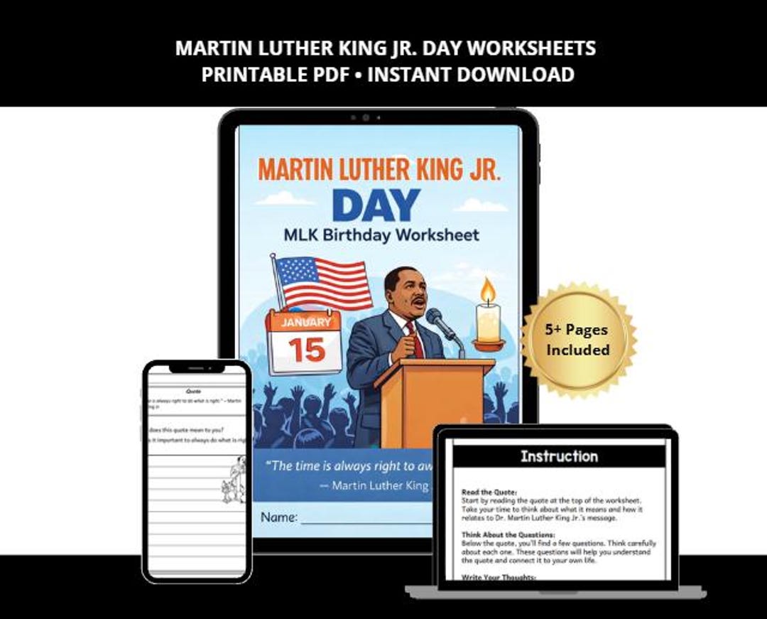 Martin Luther King Jr Day Worksheets | MLK Day Writing Prompts for Kids ...