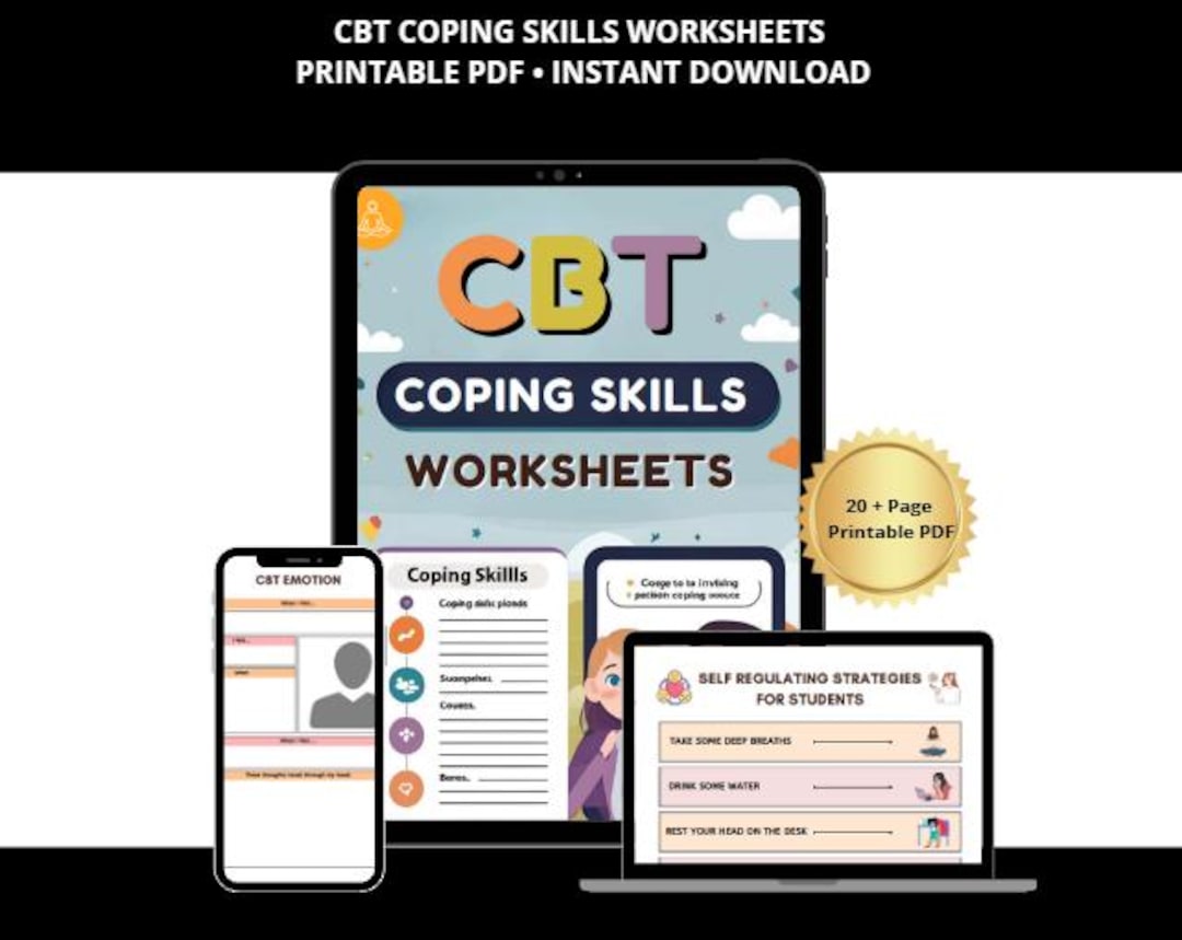 CBT Coping Skills Worksheets | 20 Page Printable Mental Health Toolkit ...
