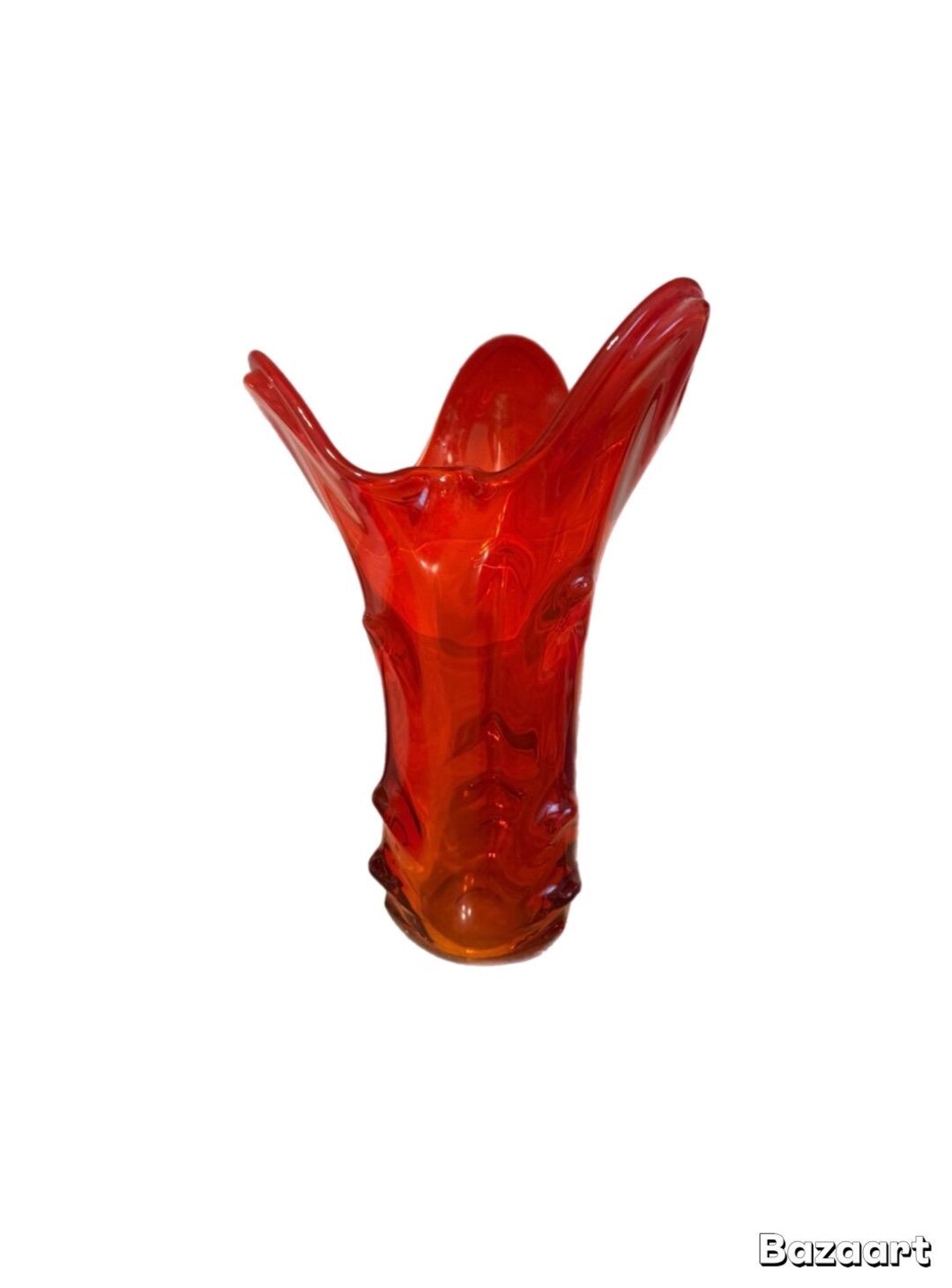 Vintage Viking Glass Tundra Orange Swug Vase 13” 1950’s MCM 3 Finger ...