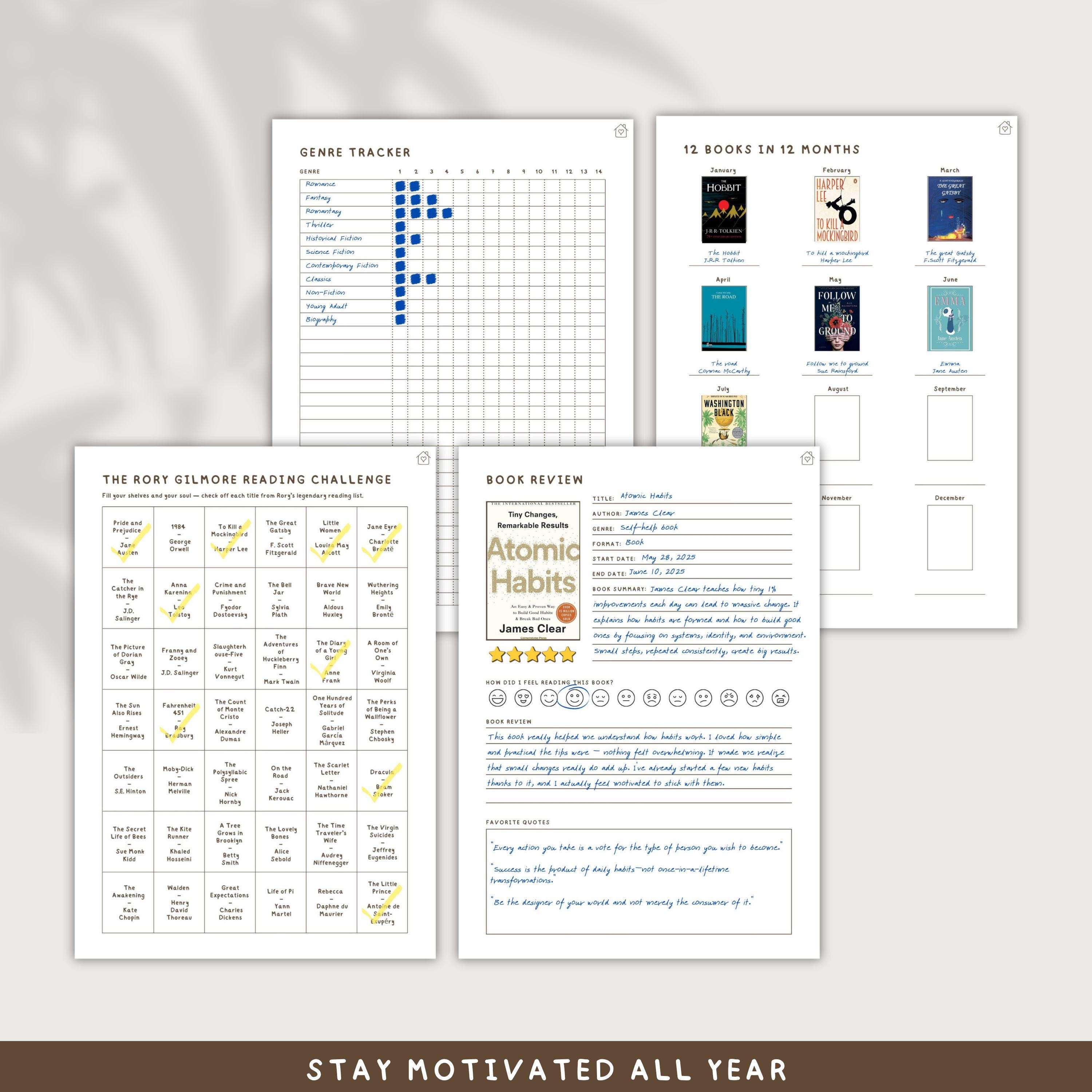 Digital Reading Journal: Book Review & Tracker, Bookshelf Log ...