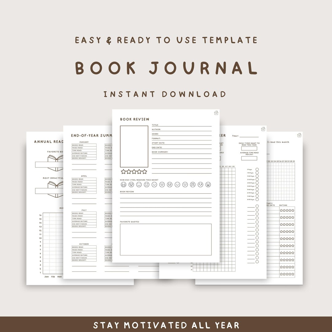 Digital Reading Journal: Book Review & Tracker, Bookshelf Log ...