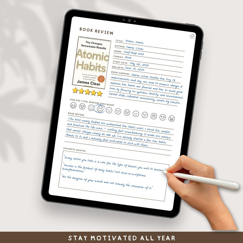Digital Reading Journal: Book Review & Tracker, Bookshelf Log ...