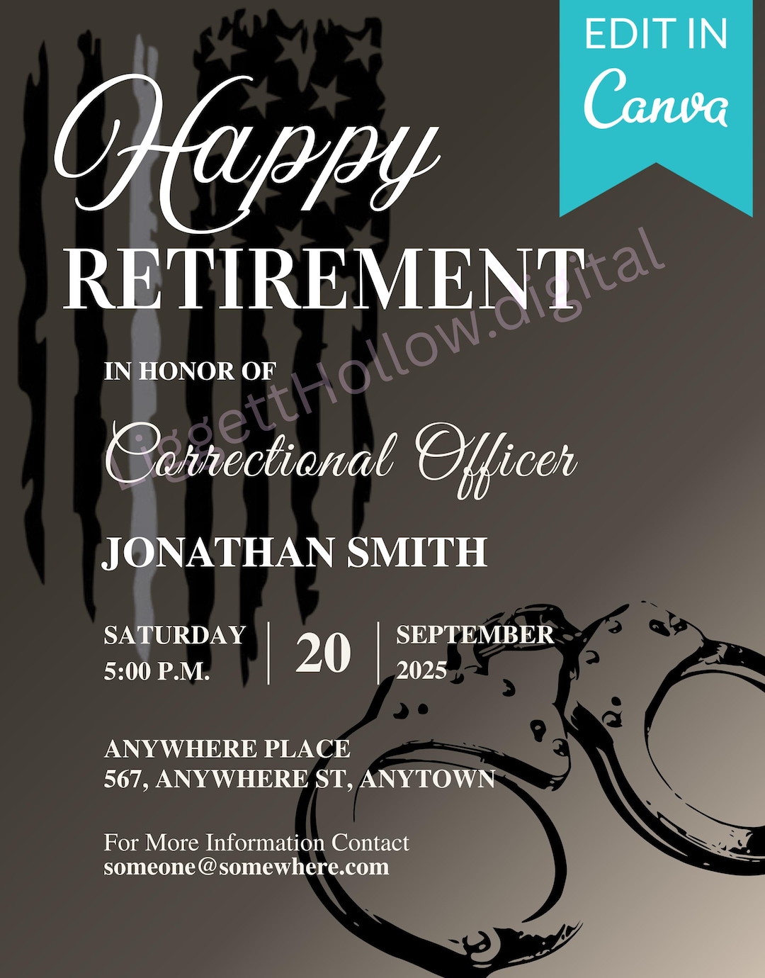 Correctional Officer Retirement Invitation | Editable Instant Download ...