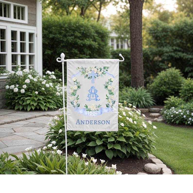 Preppy Watercolor Boy Baptism Crest PNG Grandmillennial Catholic ...