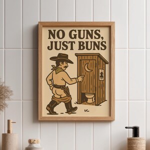 Funny Bathroom Cowboy Wall Art – Western Outhouse Poster – Rustic ...