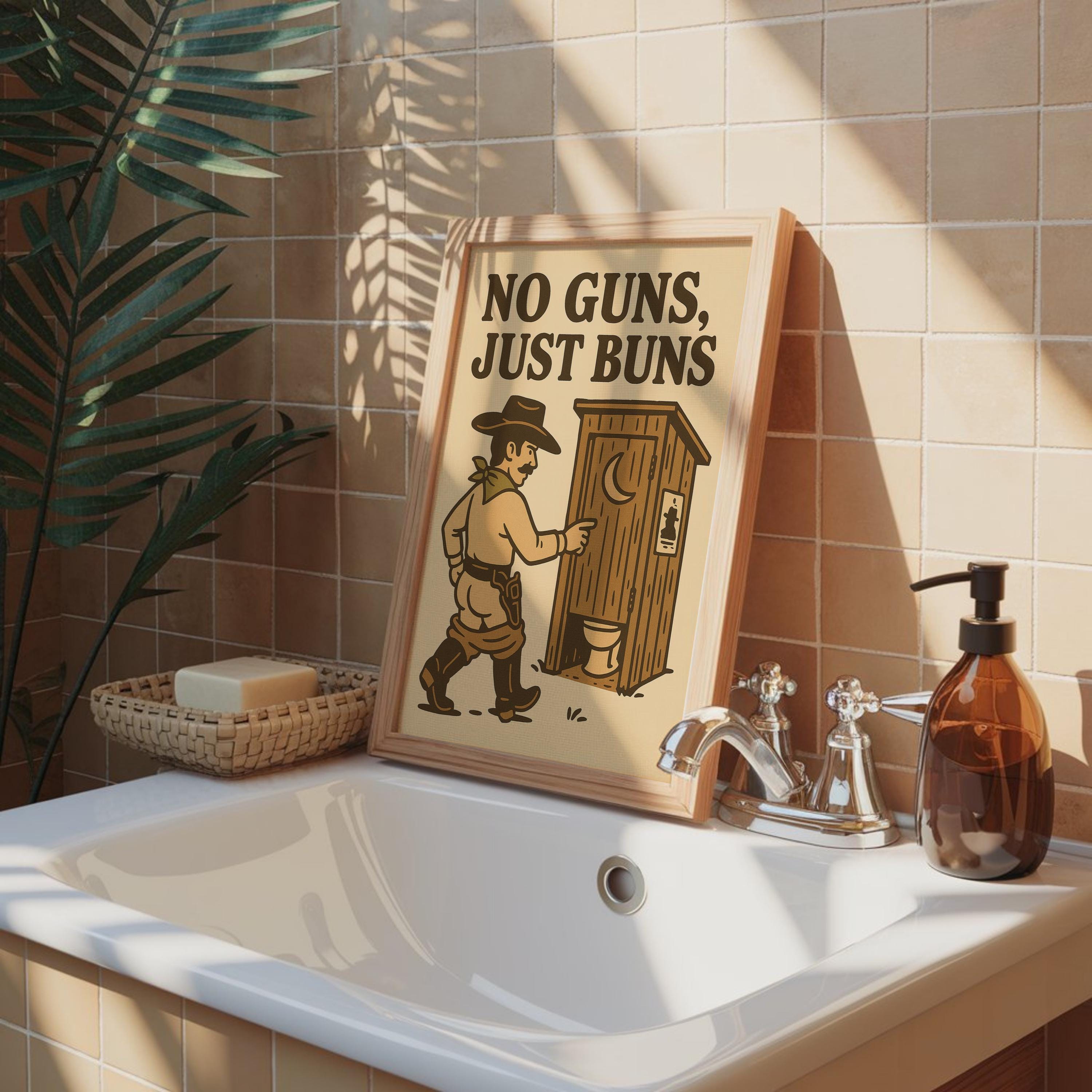 Funny Bathroom Cowboy Wall Art – Western Outhouse Poster – Rustic ...