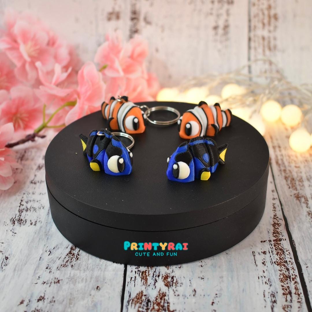3D Printed Articulated Tropical Fish Fidget Toy Set: Flexible Desk Pets ...