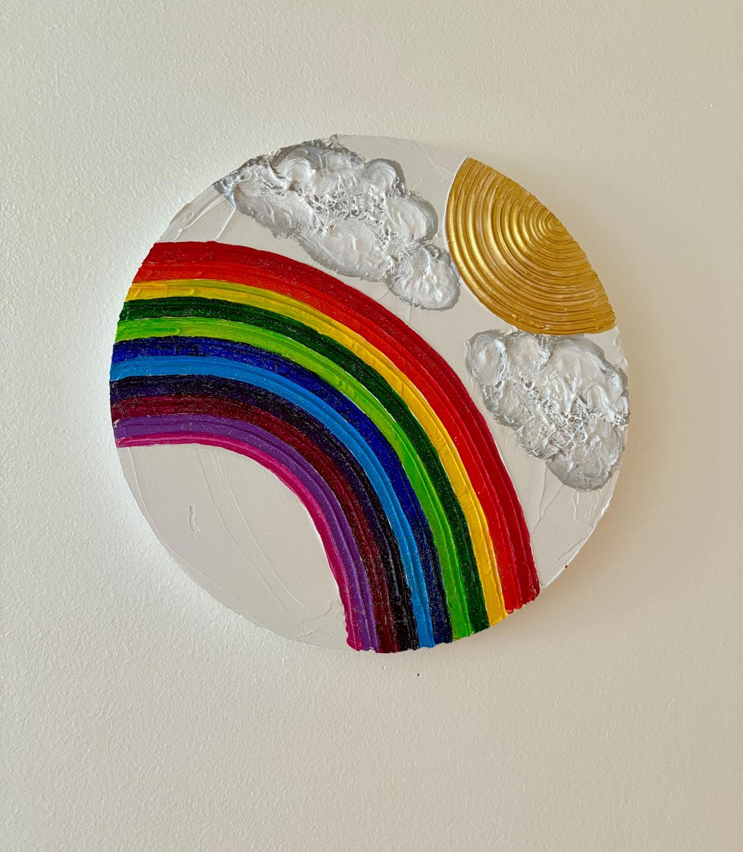 Textured Rainbow Painting: Handmade Plaster Wall Art, Kids Room Decor ...