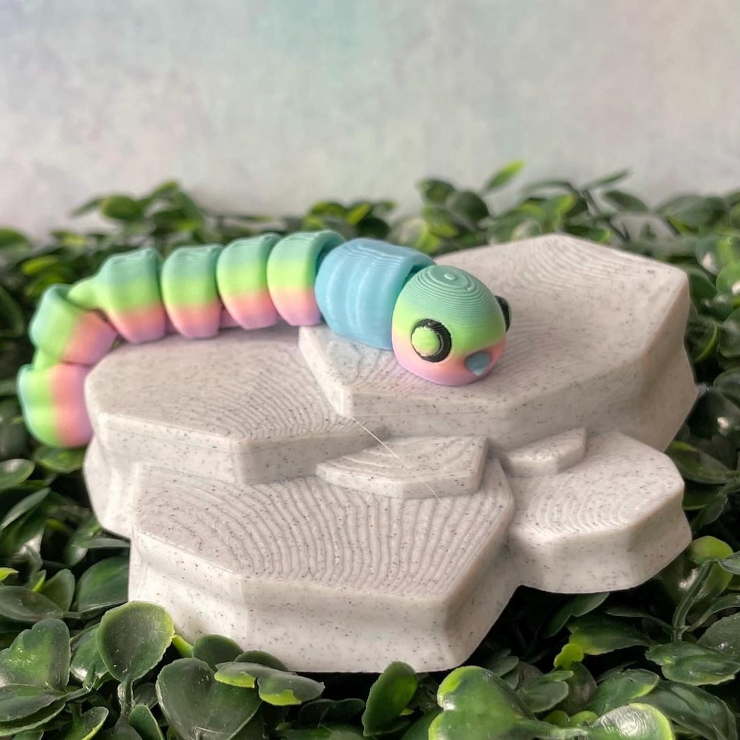 3d Printed Worm Articulated Flexi Fidget Layers in Green - Etsy