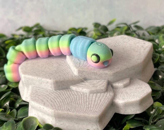 3d Printed Worm Articulated Flexi Fidget Layers in Green - Etsy