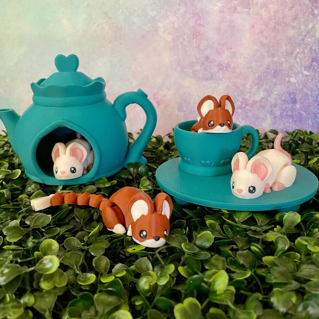 3d Printed Mice Mouse Articulated Flexi Fidget Layers in Green Anxiety ...