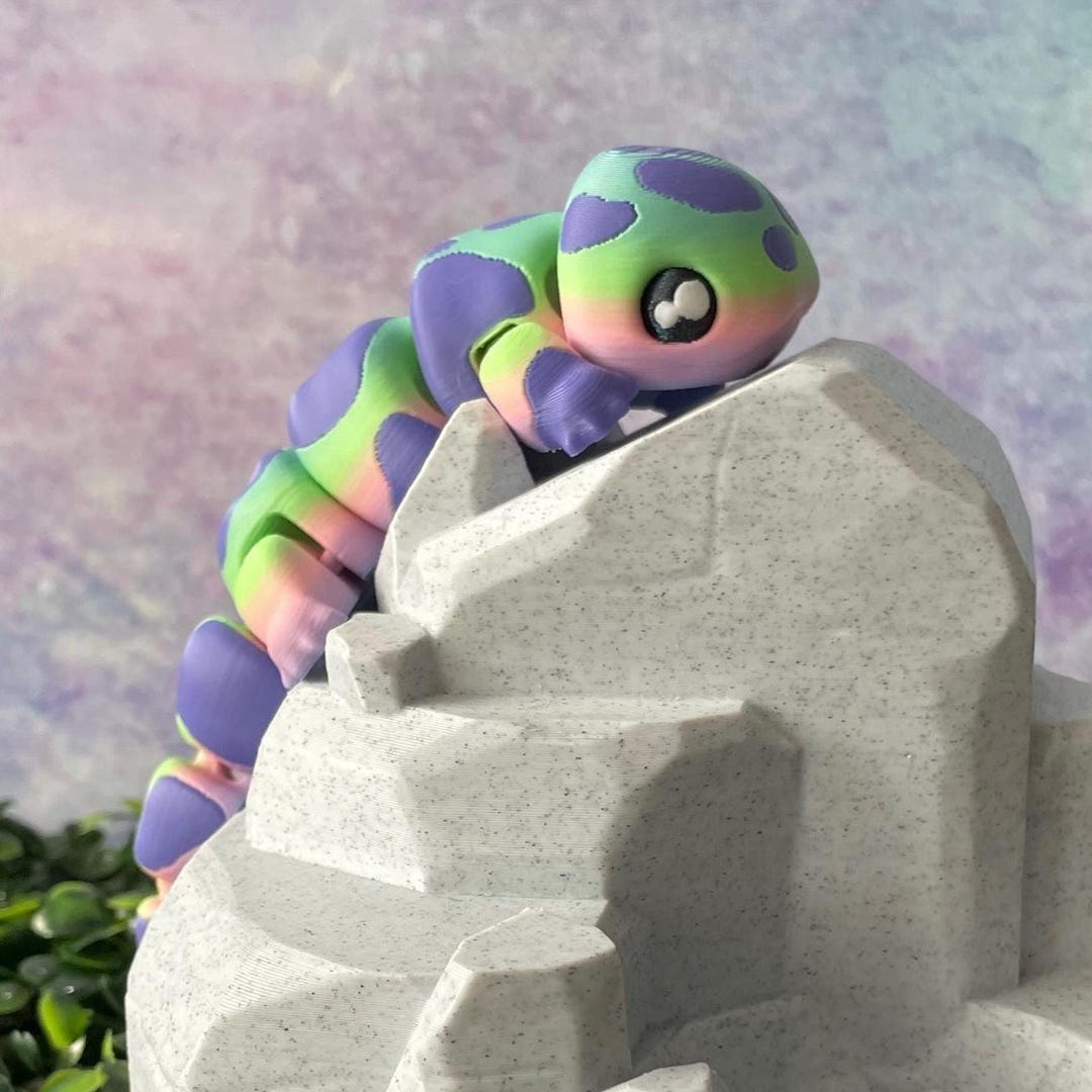 3d Printed Salamander Articulated Flexi Fidget Layers in Green Glow in ...