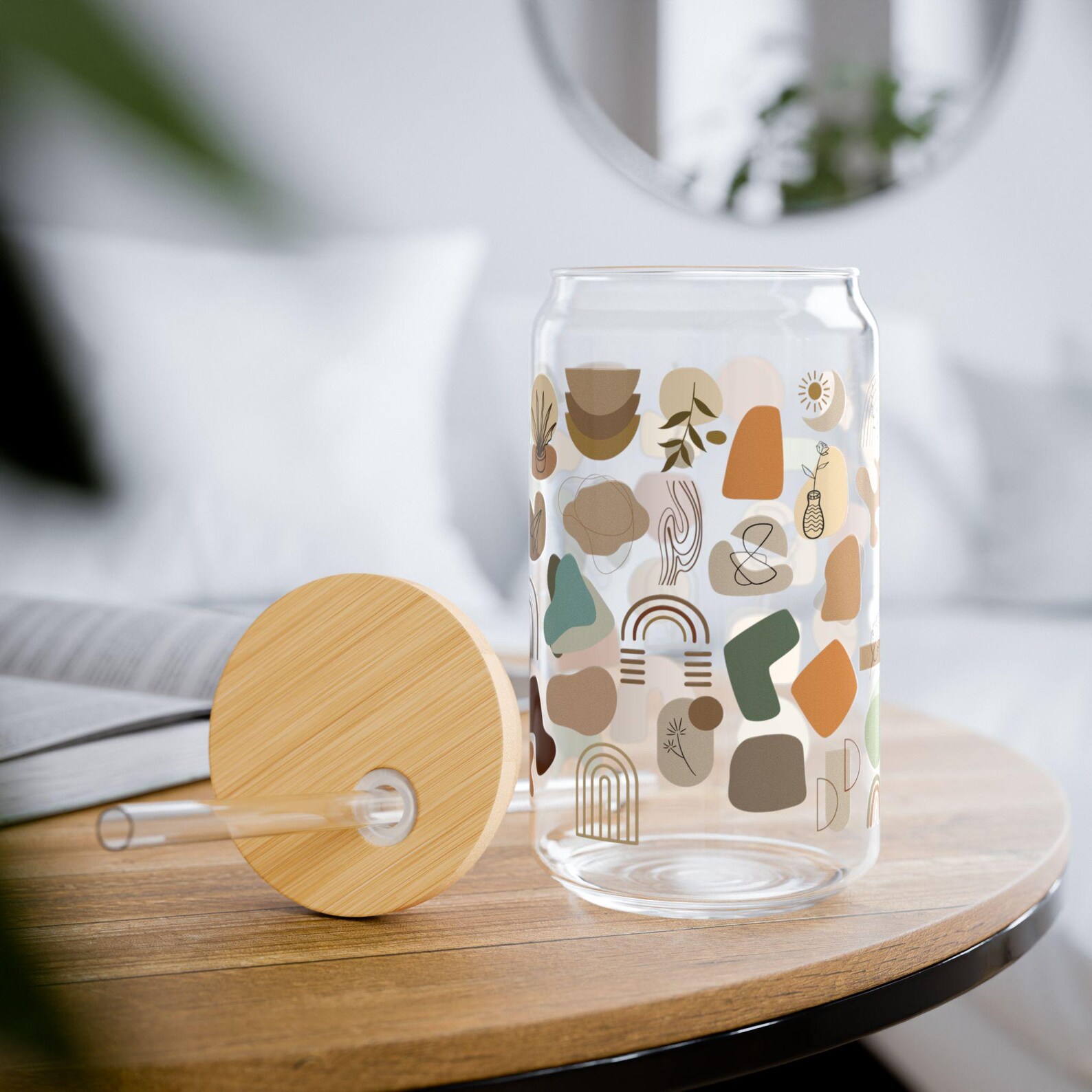 Colorful Sipper Glass, 16oz - Chic Glass Jar With Straw, Perfect for ...