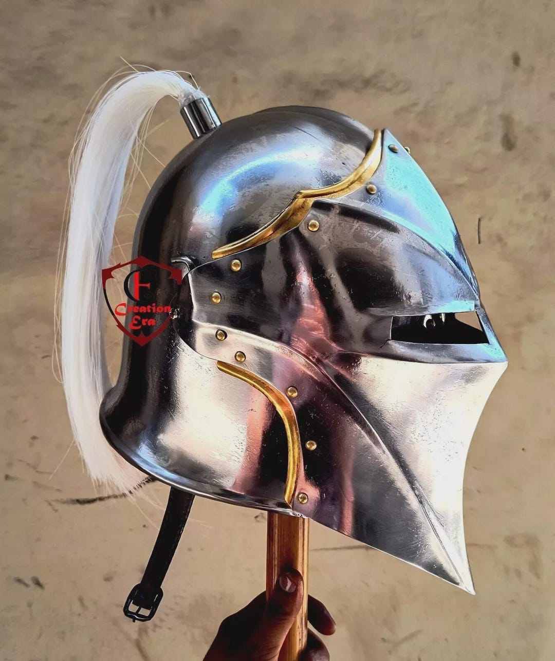 Steel Medieval Klappvisor Medieval Armor Bargonet Helmet Silver Finish ...