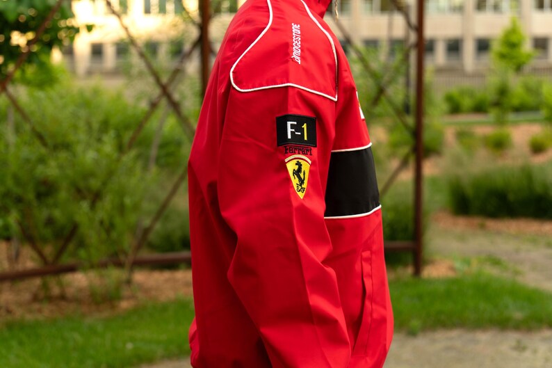 Vintage Ferrari F1 Jacket – Red Racing Streetwear, Retro Embroidered ...